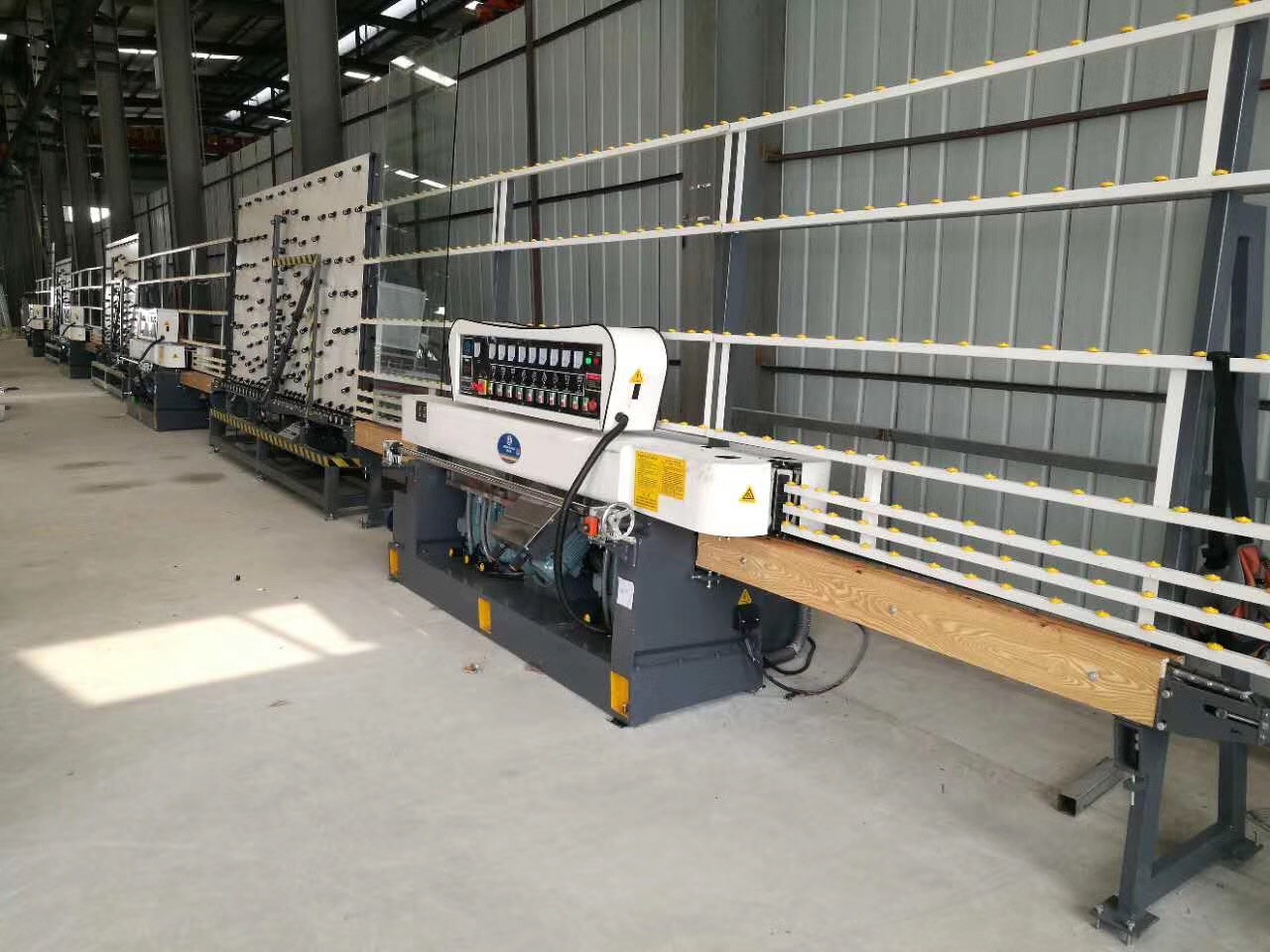 45 Degree Linear Glass Edging Machine With 9 Set Abrasive Diamond Wheel